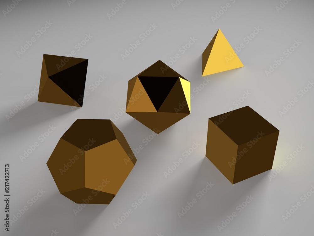 geometric shapes octahedron, tetrahedron, hexahedron, dodecahedron ...