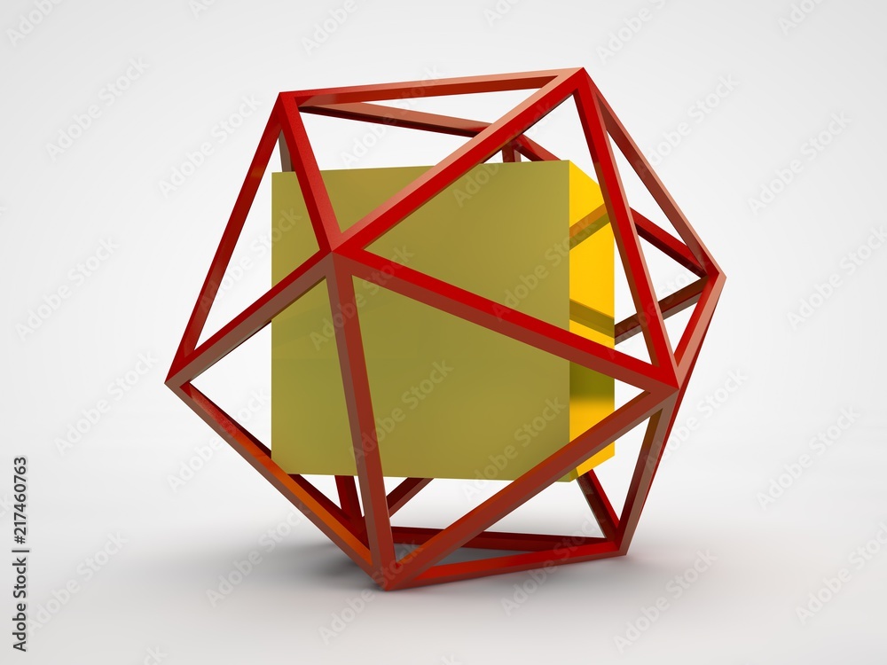 the image fiery octagonal lattice, geometric shapes in red on a white ...