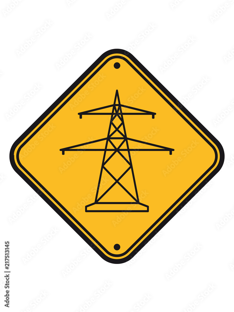 hinweis vorsicht schild warnung gefahr strom mast strommast elektro ...