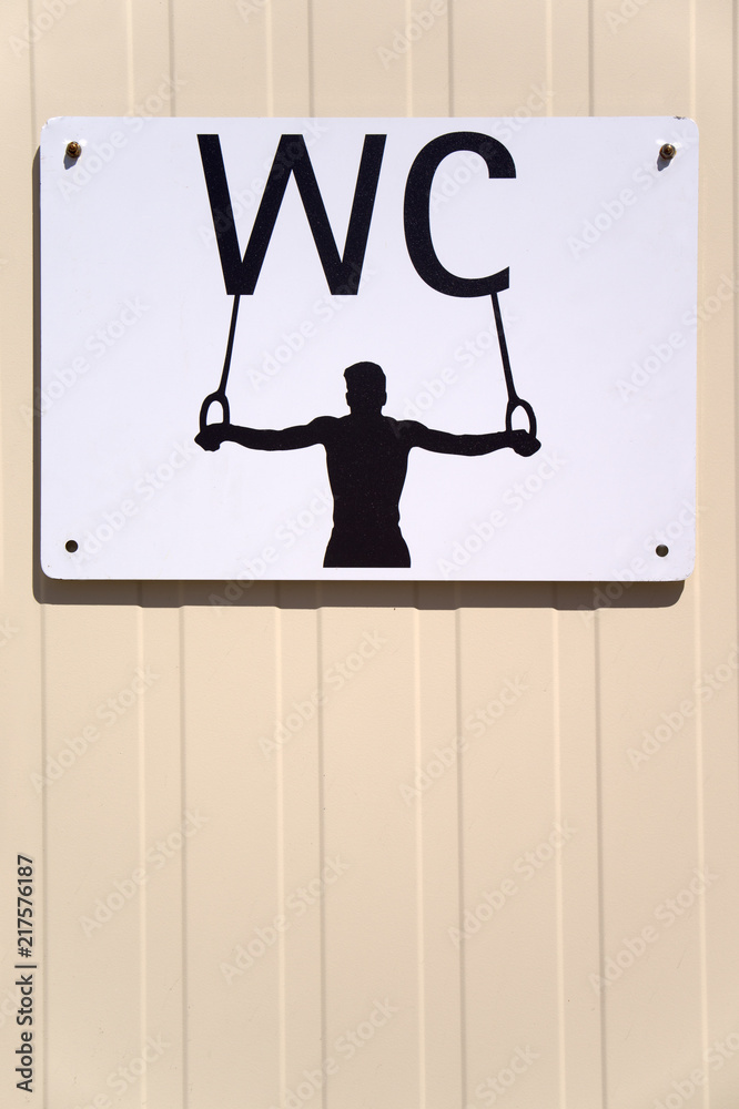 WC toilet funny male sign in a gim. Hilarious design of wc signboards ...