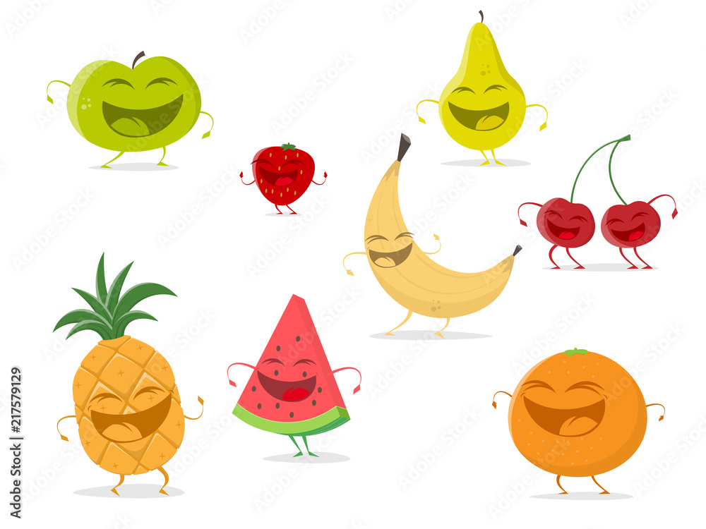 funny cartoon fruit collection Stock Vector | Adobe Stock