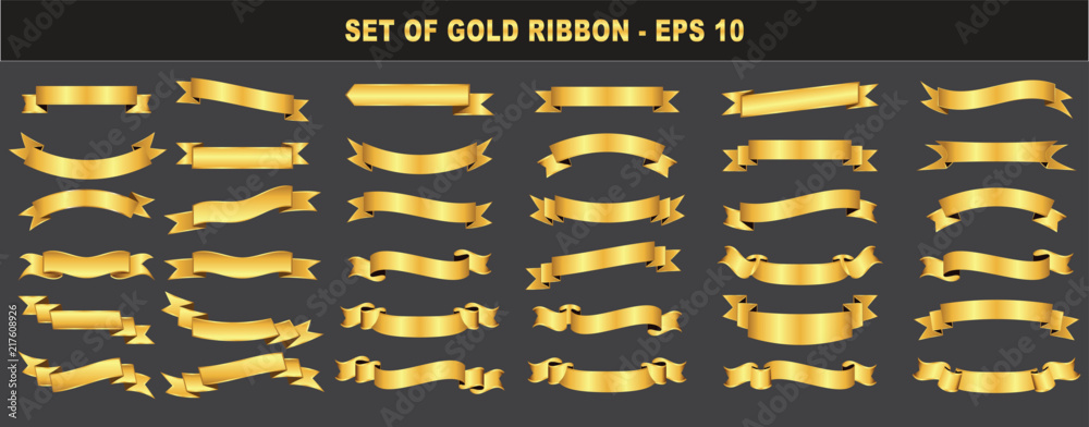 set of gold ribbon. easy to modify Stock Vector | Adobe Stock