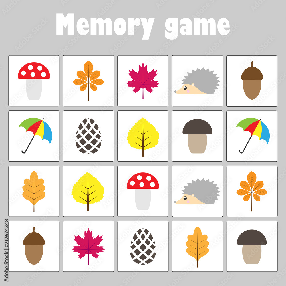 Memory game with pictures (autumn theme) for children, fun education ...