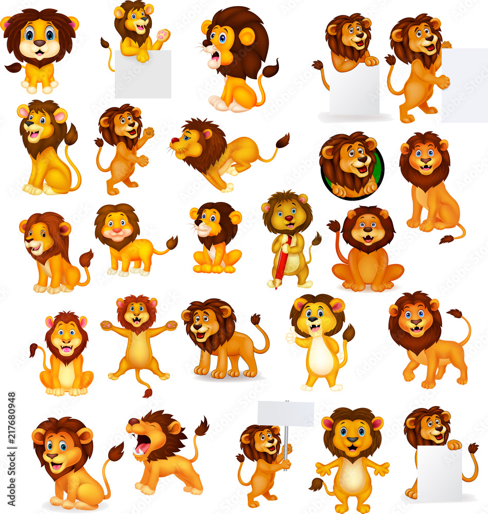 Cartoon lion collection set Stock Vector | Adobe Stock