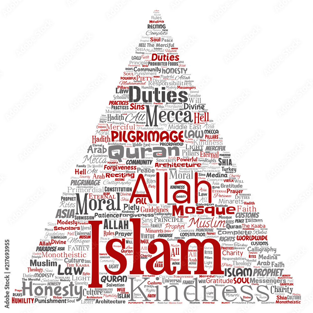 Vector conceptual islam, prophet, mosque triangle arrow red word cloud ...