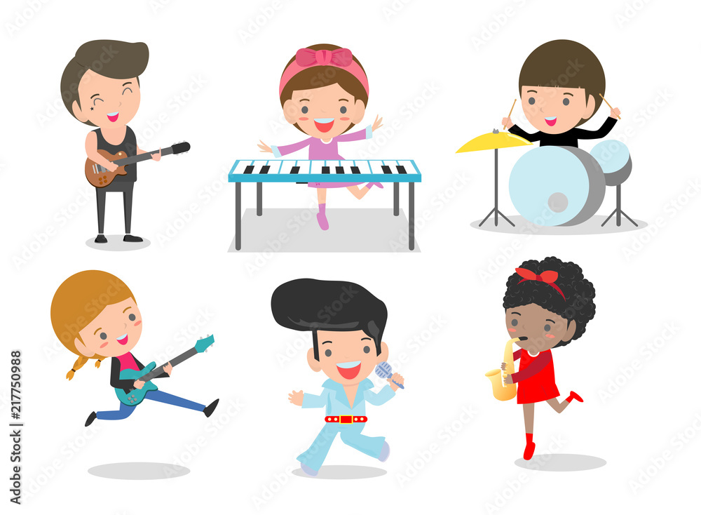 Kids and music, Children playing Musical Instruments, set of Kids ...