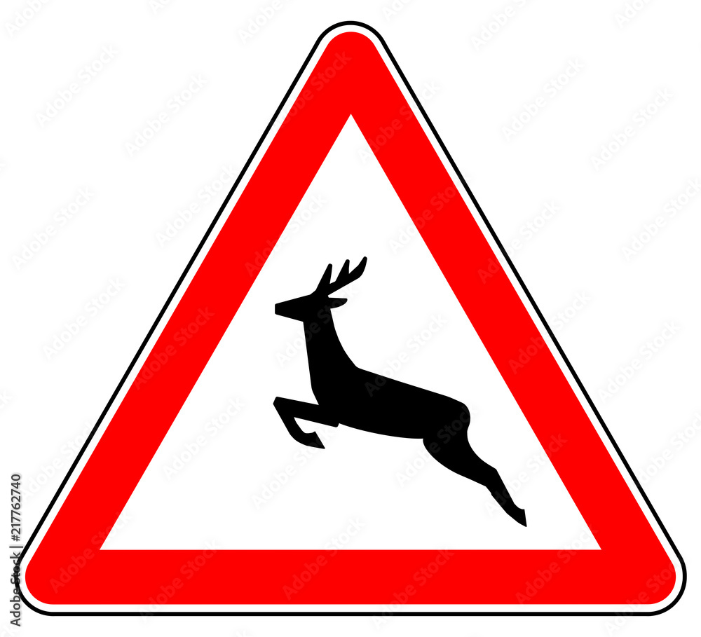 sd77 Schild-Dreieckig - german - Wildwechsel / Hirsch: Verkehrszeichen ...