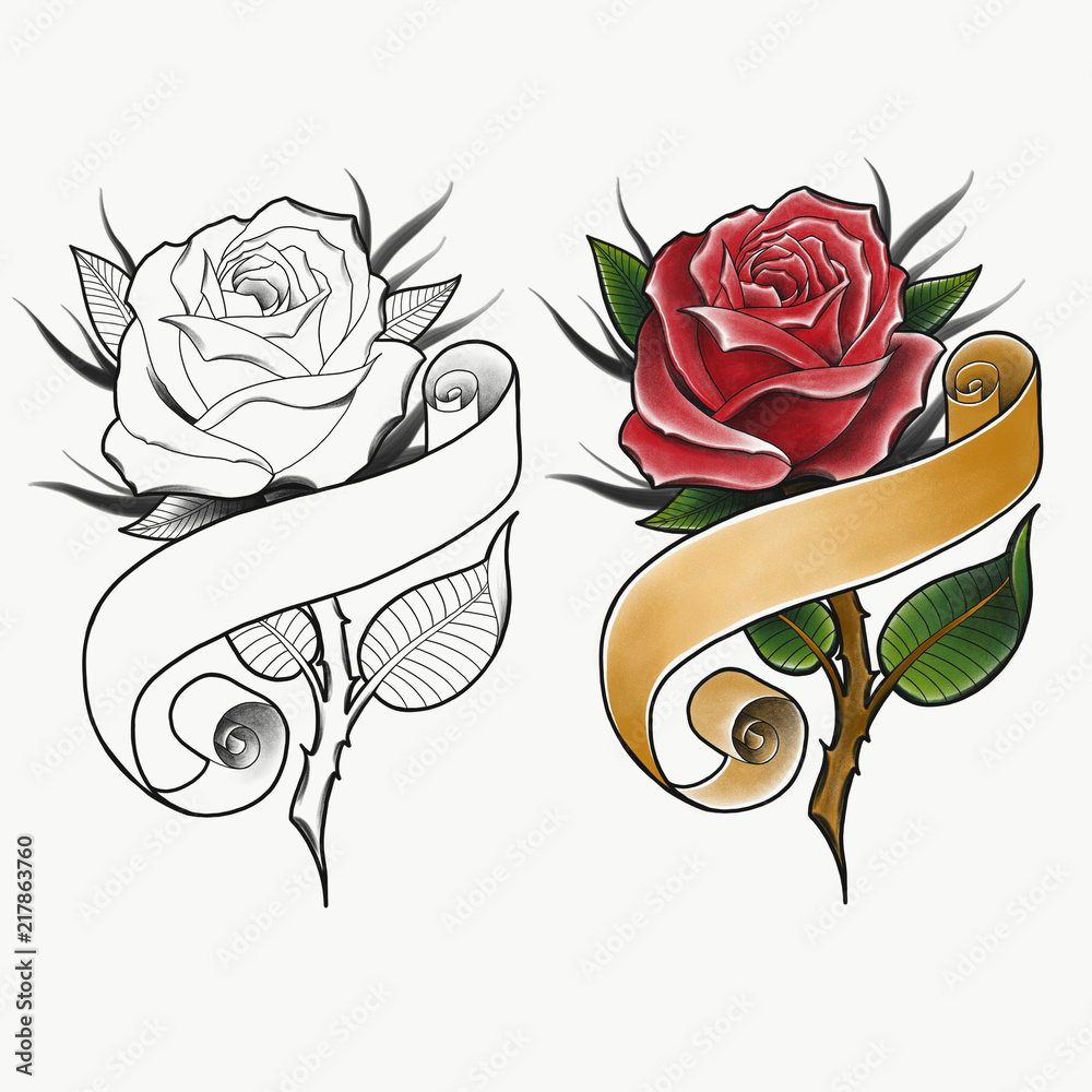 New School Rose Tattoo Designs
