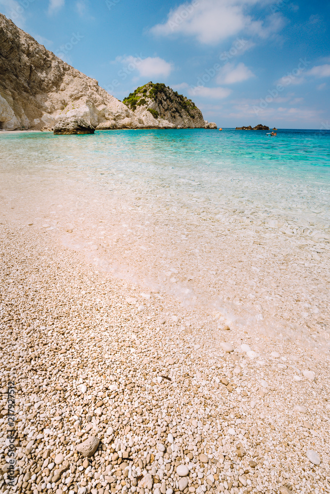 Agia Eleni pebble beach in Kefalonia Island, Greece. Most beautiful ...