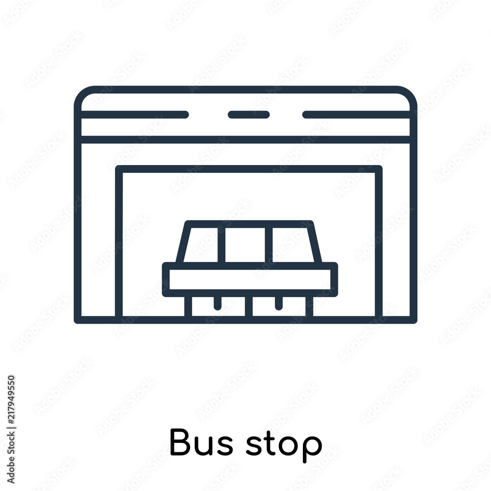 Bus stop icon vector isolated on white background, Bus stop sign , thin ...