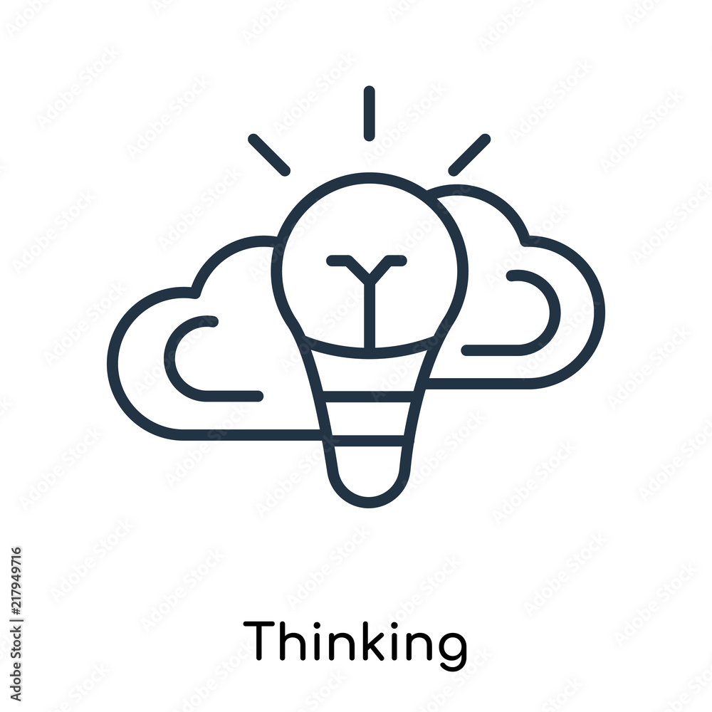 Thinking icon vector isolated on white background, Thinking sign , thin ...