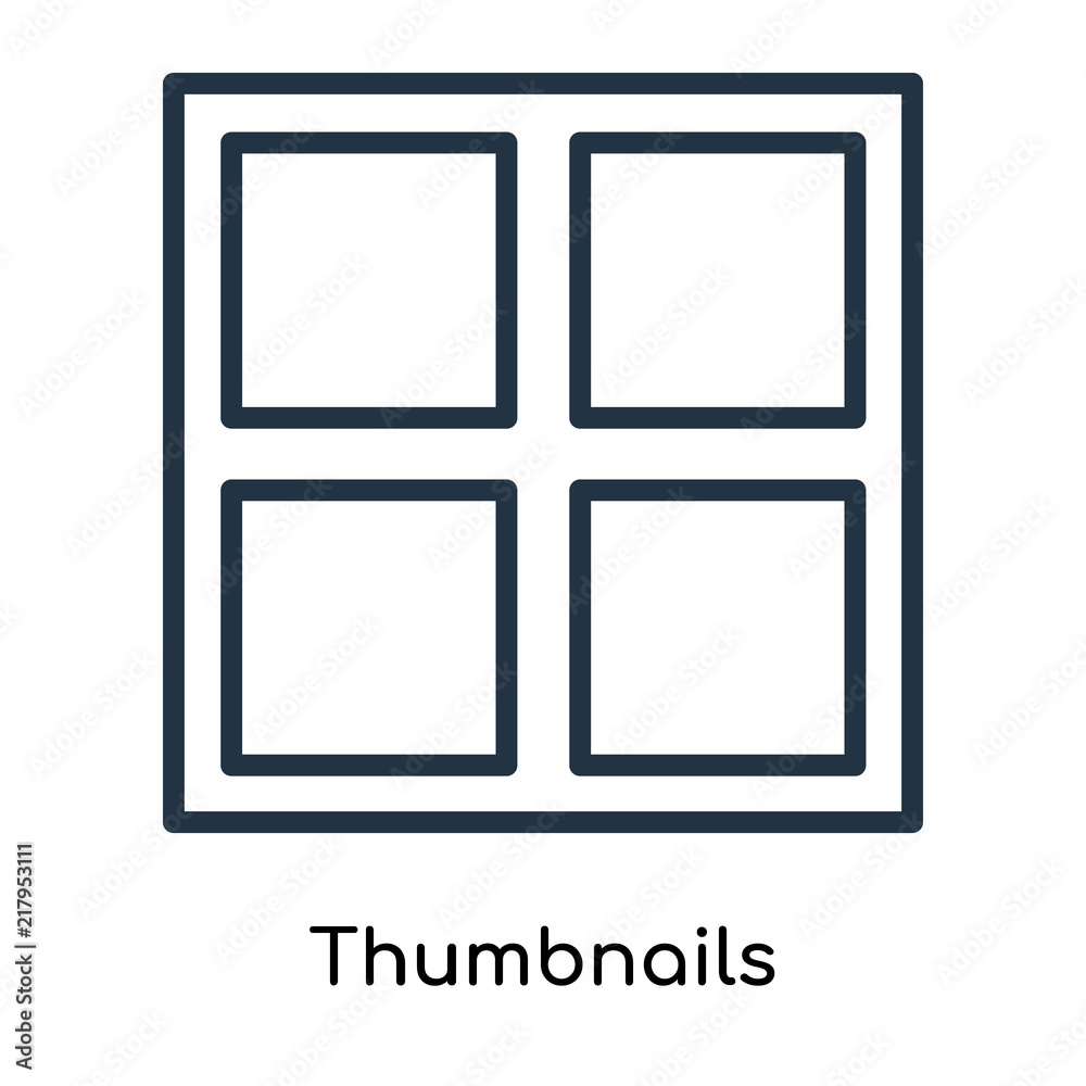 Thumbnails icon vector isolated on white background, Thumbnails sign ...