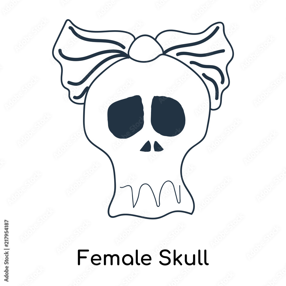 Female Skull icon vector isolated on white background, Female Skull ...