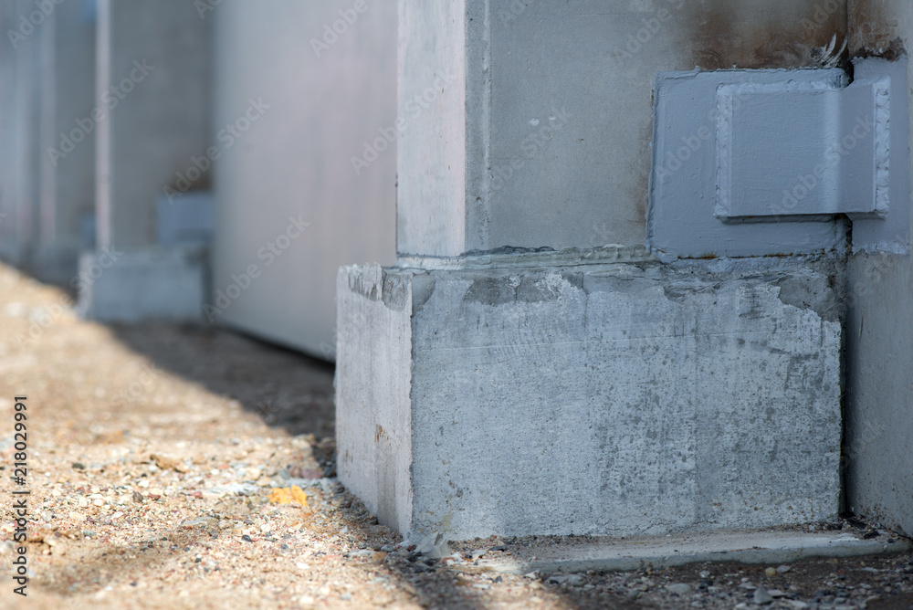 Industrial construction site of new shopping mall in a city. Reinforced ...
