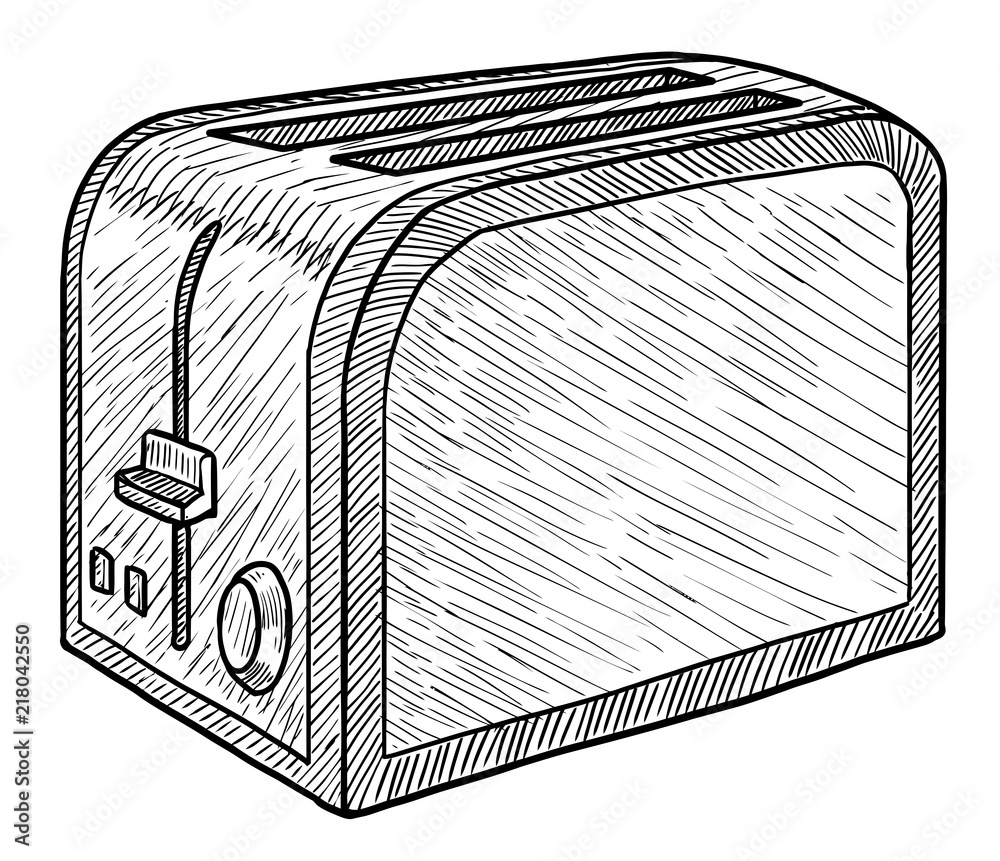 Toaster illustration, drawing, engraving, ink, line art, vector Stock ...