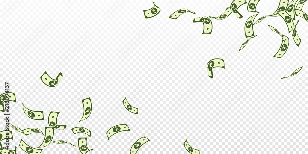 Indian rupee notes falling. Floating INR bills on transparent ...