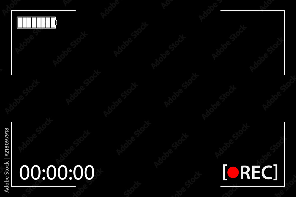 Vector Black transparent camera rec interface viewfinder with digital ...