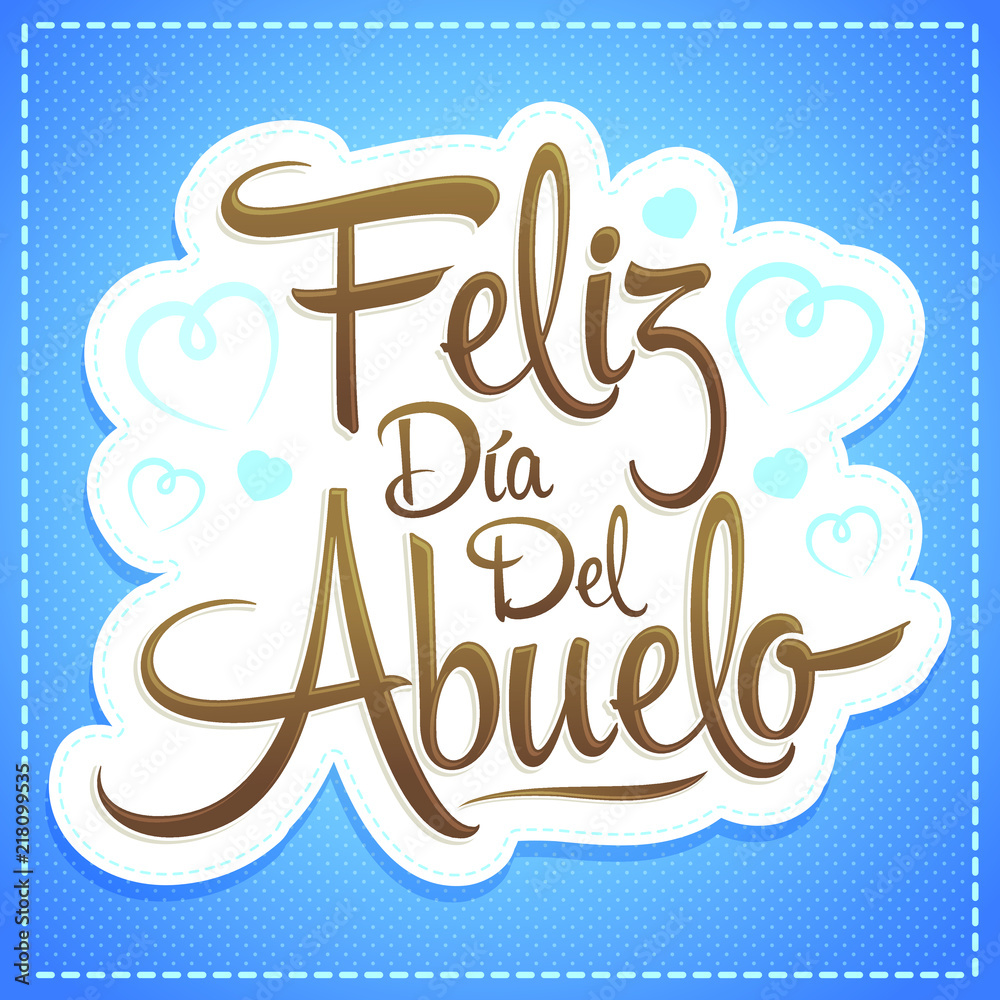 Feliz dia del abuelo, Happy grandparent day spanish text, vector ...