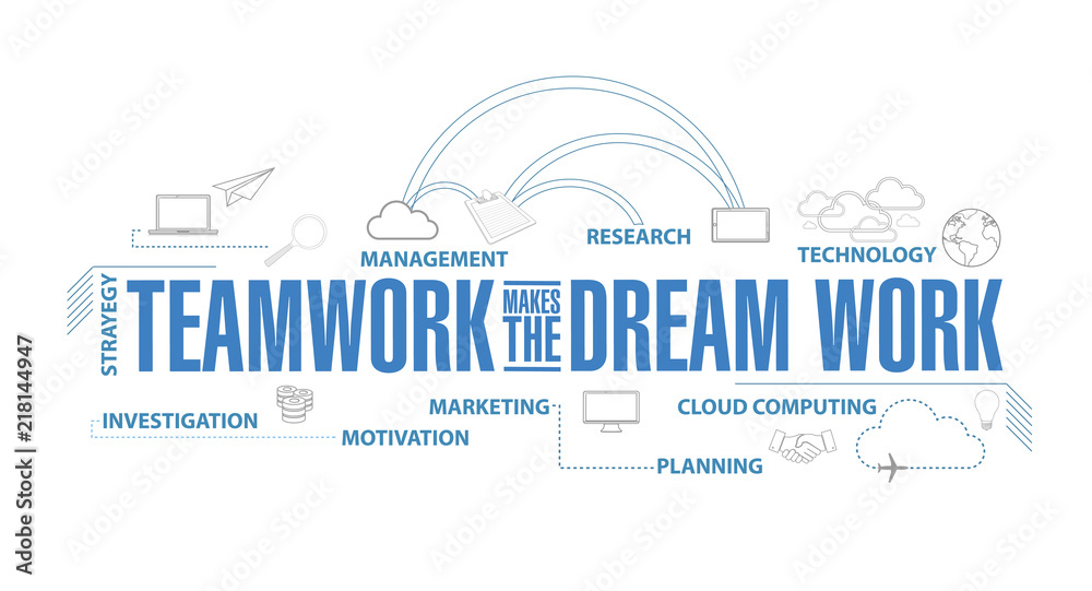 Teamwork makes the dream work diagram plan Stock Illustration | Adobe Stock