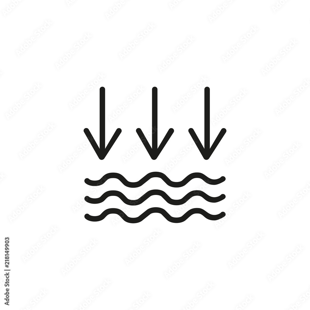 Atmospheric pressure line icon. Arrow, waves, sky. Nature concept ...