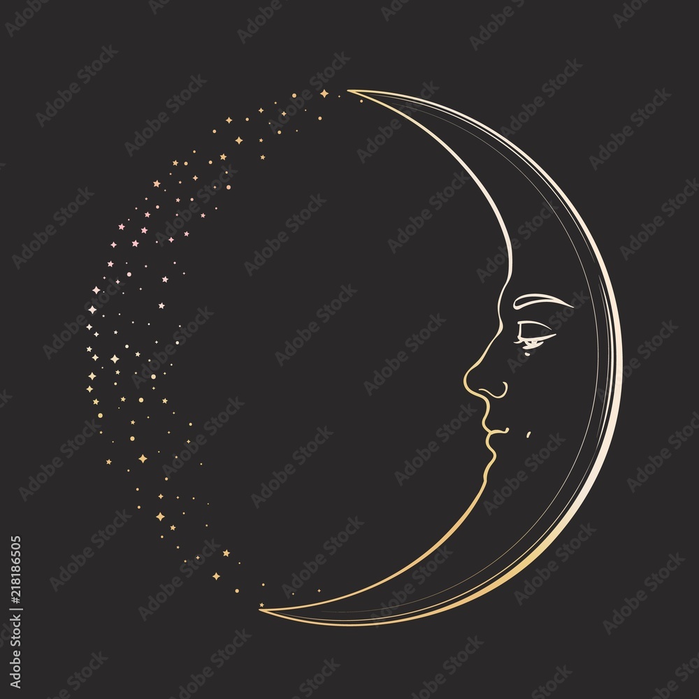 crescent moon black vector