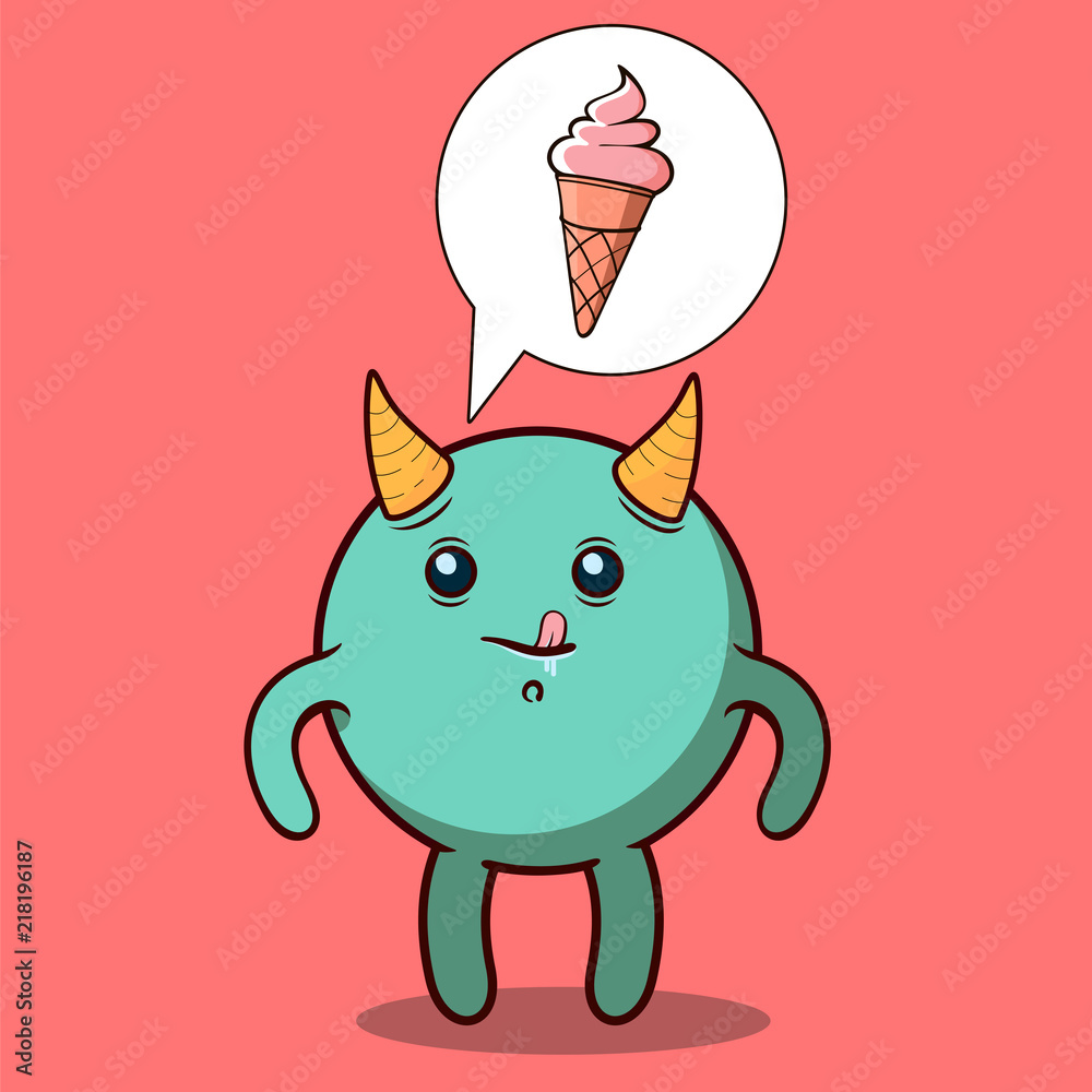 Cartoon vector monster. Monster alien illustration with surprised ...