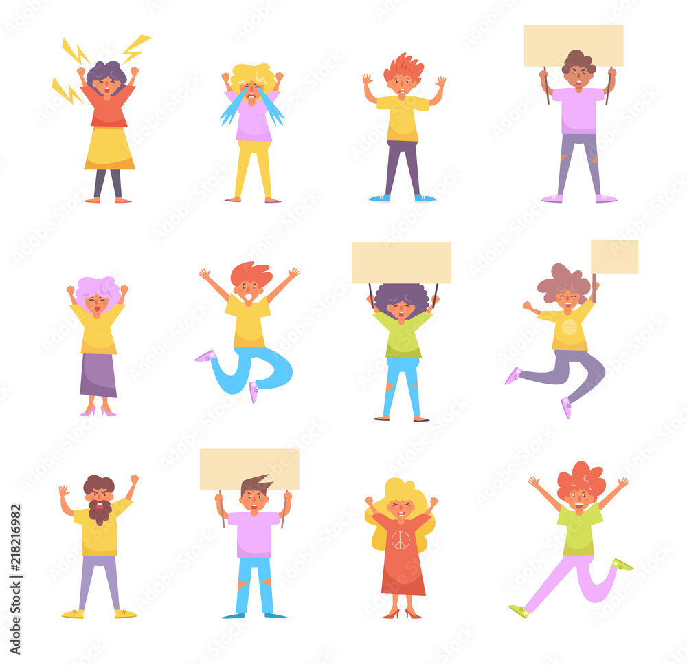 People scream Vector. Cartoon. Isolated art on white background. Stock ...