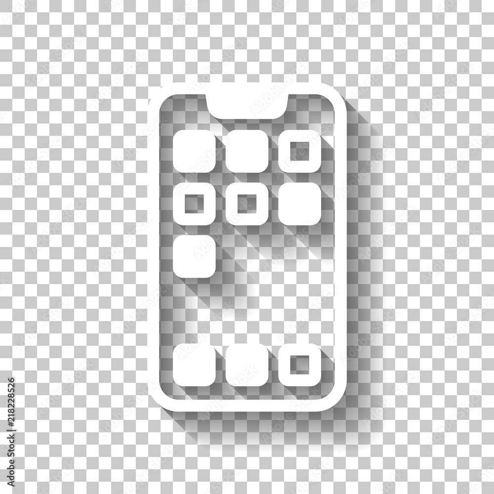 Simple mobile phone icon. Linear symbol, thin outline. White ico Stock ...