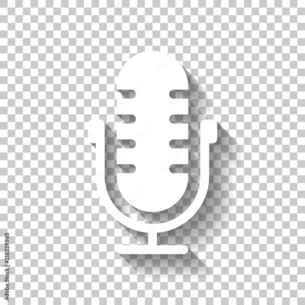 Simple microphone icon. White icon with shadow on transparent ba Stock ...