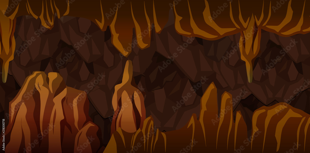 Underground cavern landscape scene Stock Vector | Adobe Stock