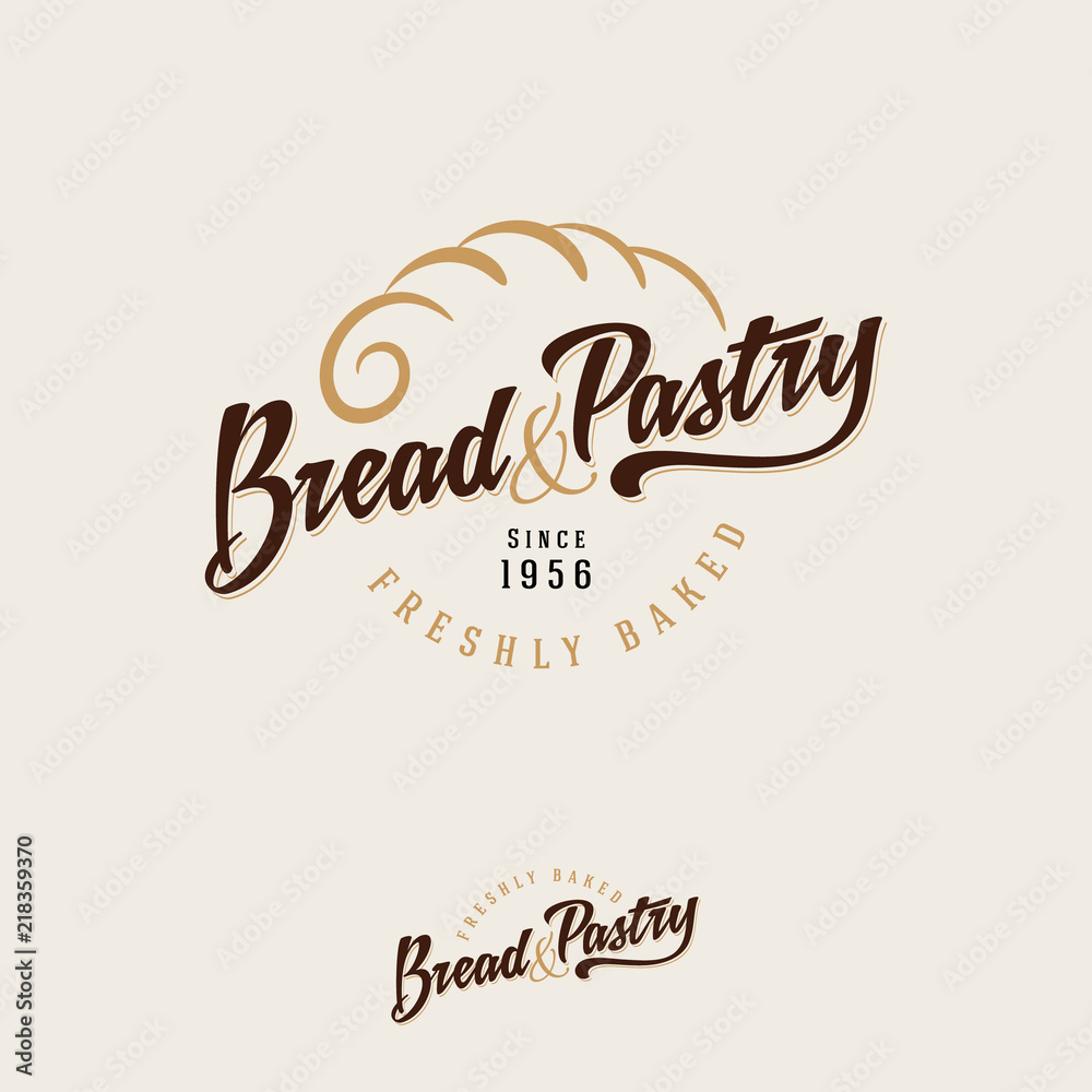 The bakery logo. Bread and baking emblem. Vintage bakery logo. Gold pie ...