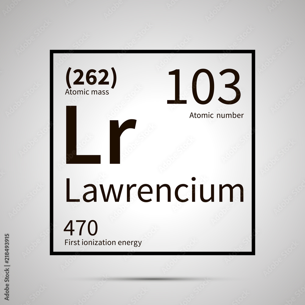 Lawrencium chemical element with first ionization energy, atomic mass ...