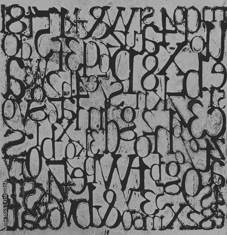 Grungy Letters and Numbers Grey Background Stock Photo | Adobe Stock