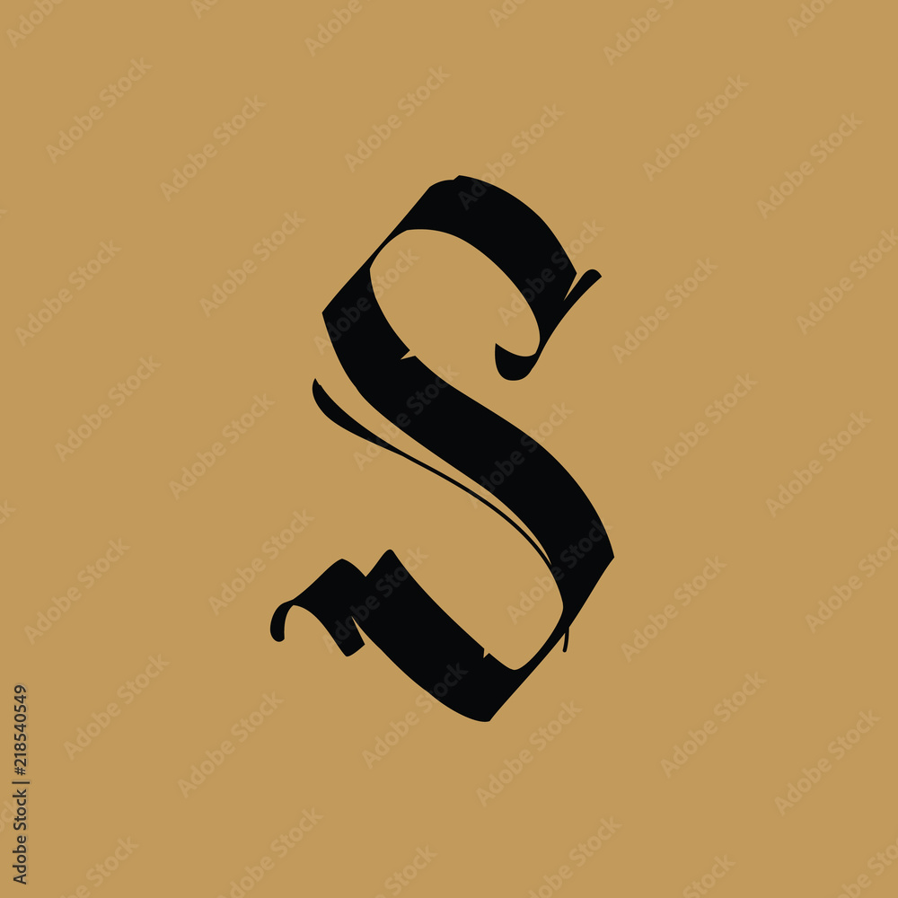 Letter S, in the Gothic style. Vector. Alphabet. The symbol is isolated ...