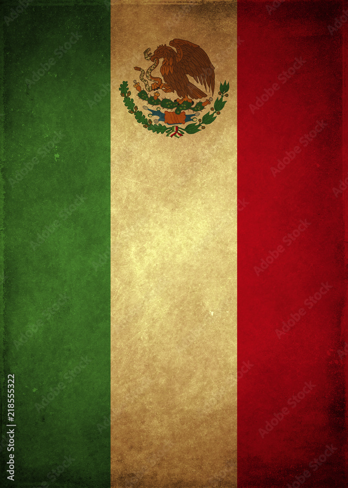 Vintage Mexican poster, card template, old paper texture with Mexico ...