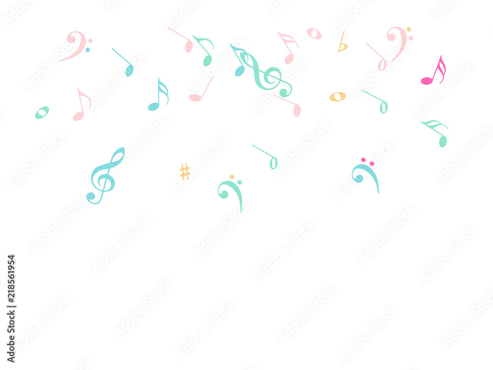 Music Notes Confetti Falling Chaos Vector. Music Symbols Texture Poster ...