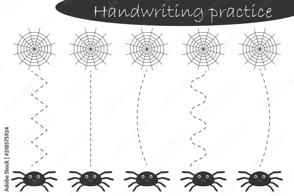 Handwriting practice sheet, halloween theme, cobweb and spiders, kids ...