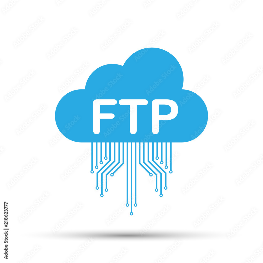 FTP file transfer icon on white background. FTP technology icon ...