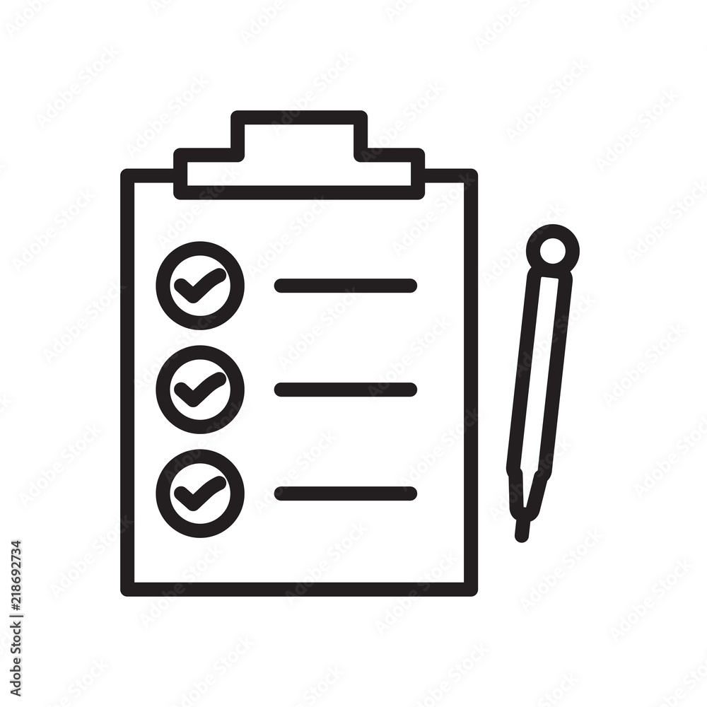 Check list icon vector isolated on white background, Check list sign ...