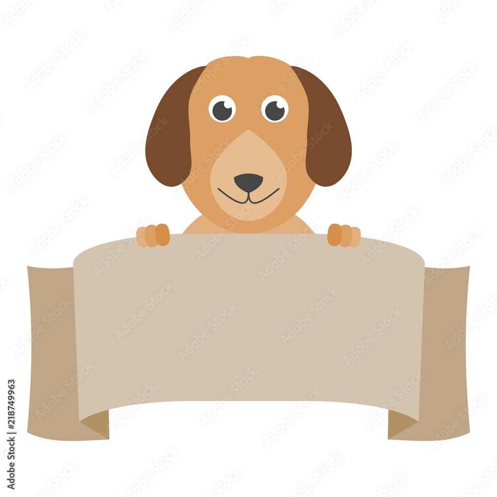 Cartoon Dog Banner, Cartoon illustrated dog holding blank sign Stock ...