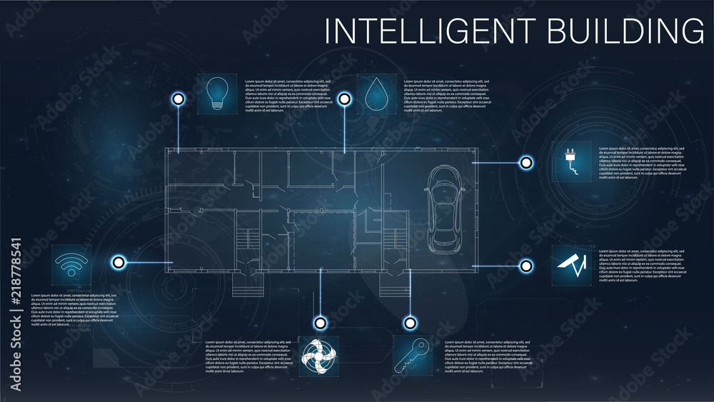 Collection with intelligent home. Intelligent home. Infographic ...