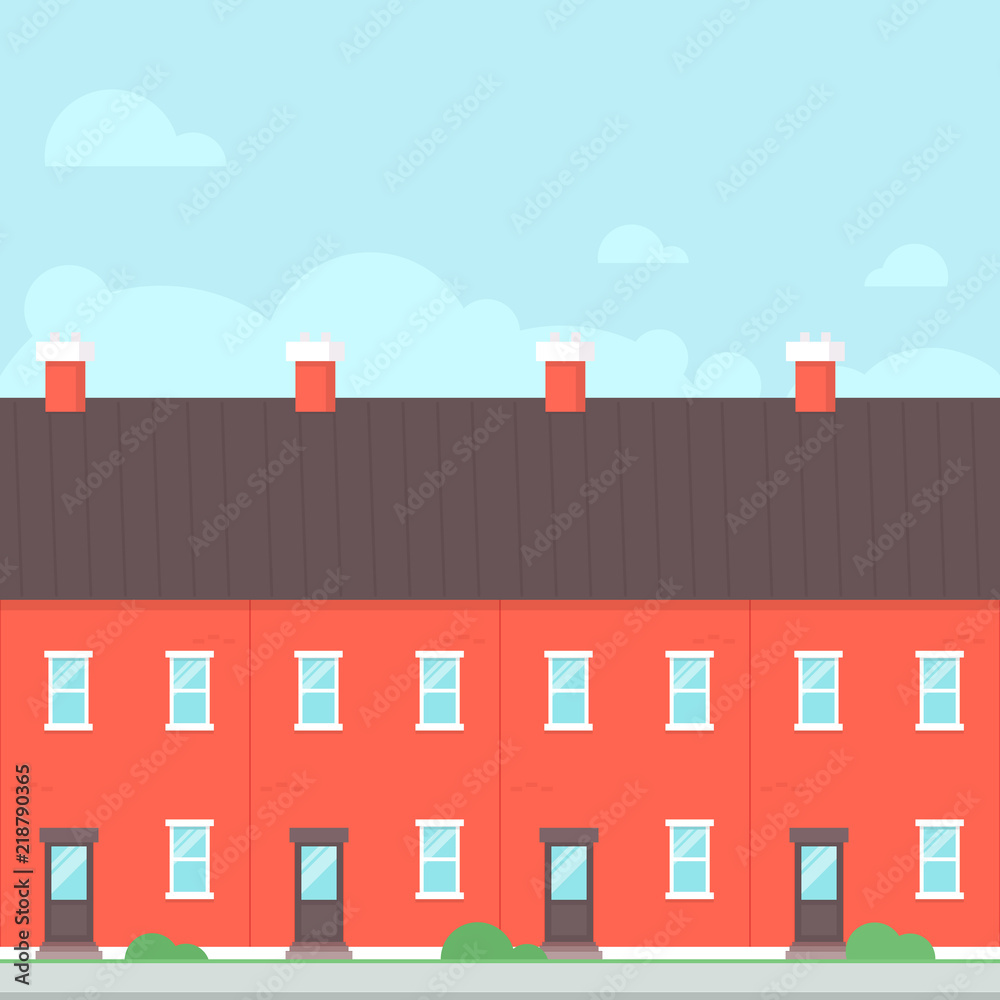 Terraced House illustration Stock Vector | Adobe Stock