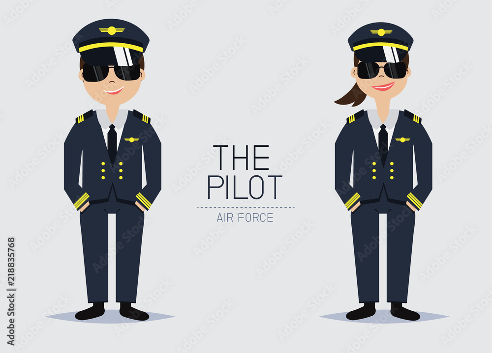 Vector The Pilot Officer with Uniform,Smart style,Cartoon Character ...
