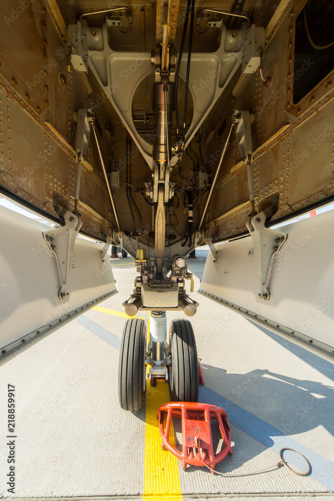 Aircraft's front landing gear compartment Stock Photo | Adobe Stock