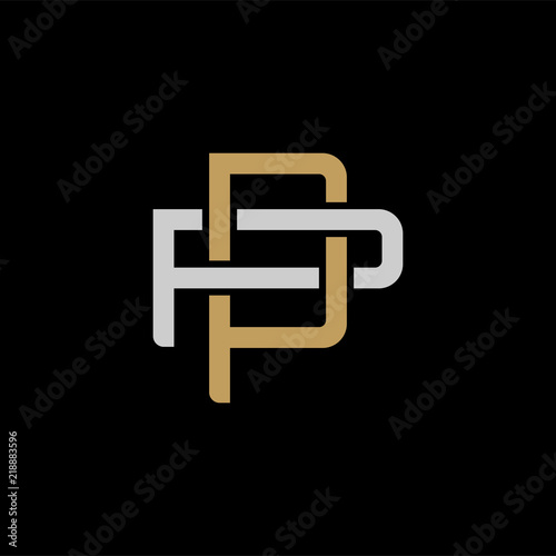 Initial letter P and P, PP, overlapping interlock logo, monogram line ...