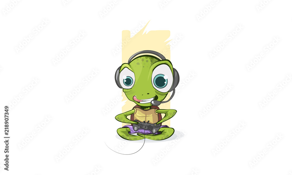 Character. Sea turtle - gamer. Fun art Stock Vector | Adobe Stock