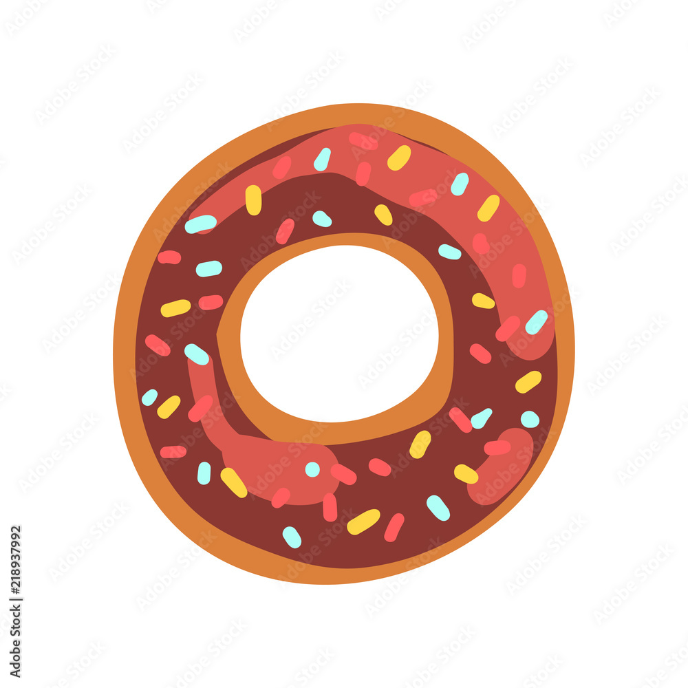 O letter in the shape of sweet glazed cookie, bakery edible font of ...