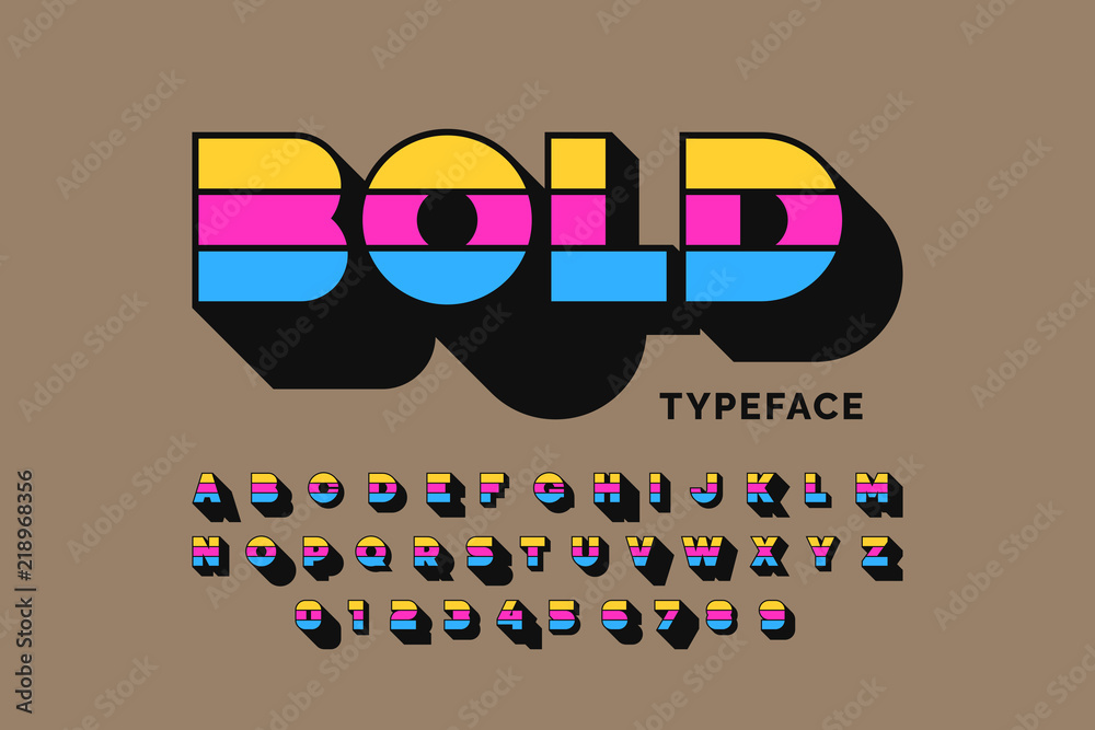 Modern bold typeface font design, alphabet letters and numbers Stock ...