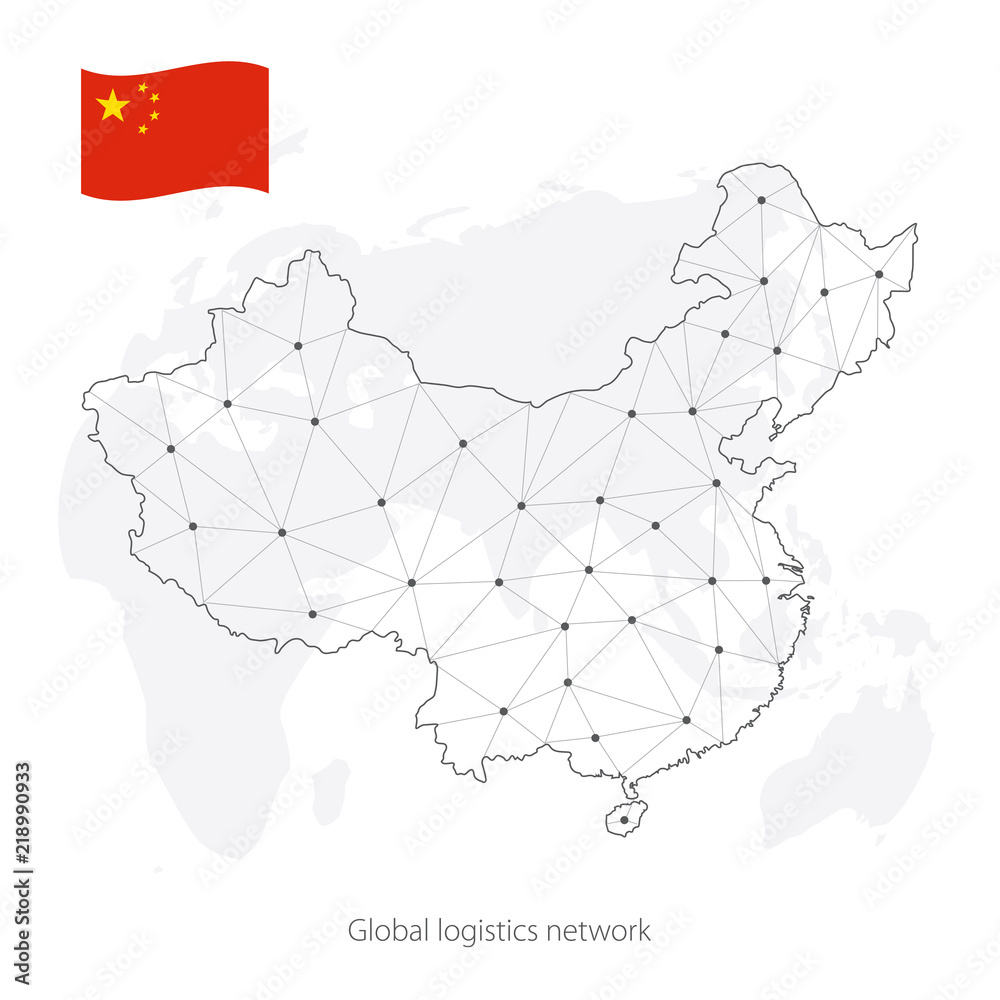 Global logistics network concept. Communications network map People's ...
