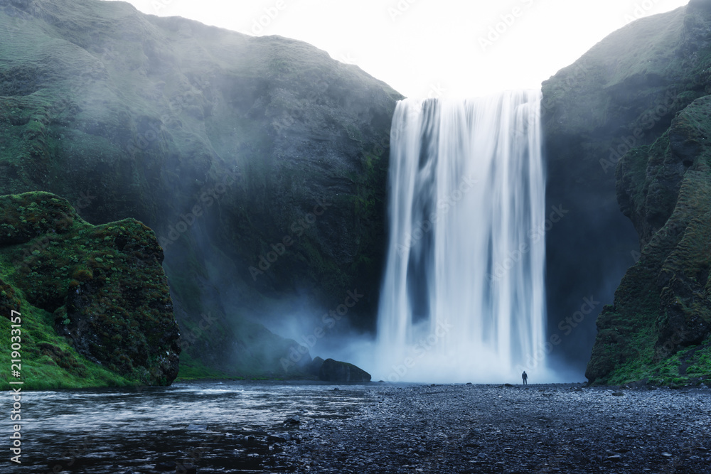 Famous Skogafoss waterfall on Skoga river. Iceland, Europe Stock Photo ...